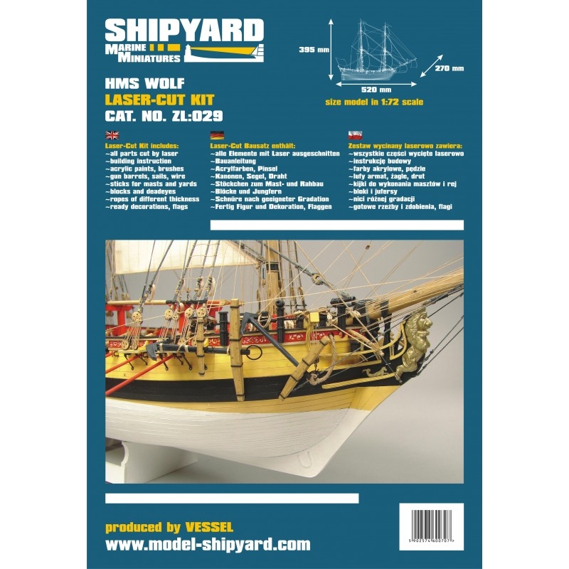 ZL:029 HMS Wolf 1752 | Byggesett, modelljernbane, kvalitet - på lager